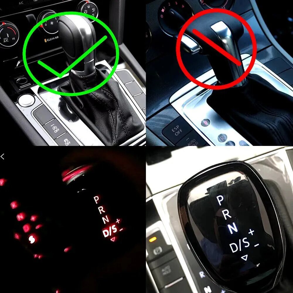 Ручка КПП для автомобилей VAG и Volkswagen Автоматическая коробка передач Черно-серый Металл Красный свет — фото 1
