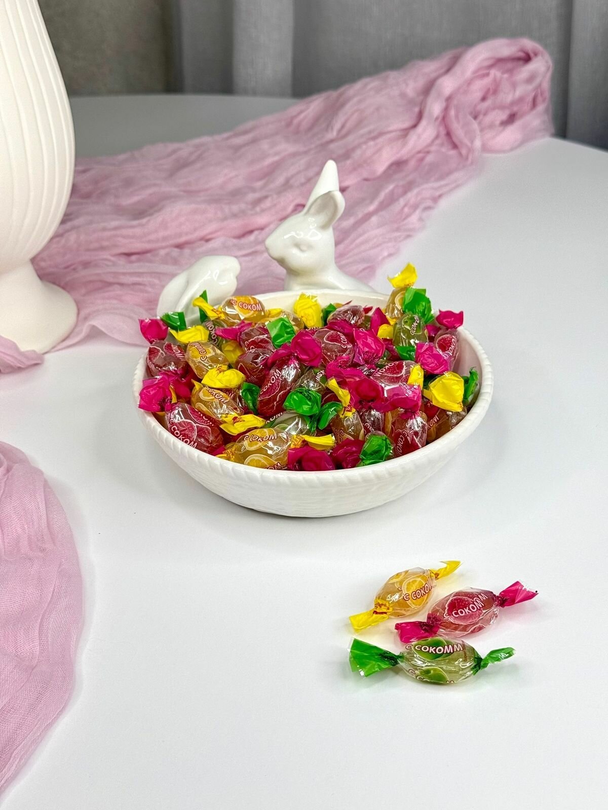 Конфеты карамель с фруктовой начинкой Ассорти к чаю 500гр.
