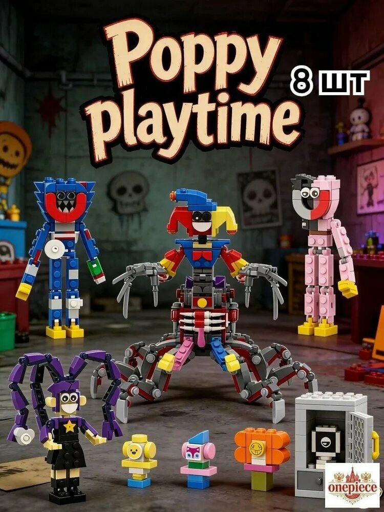 Конструктор Poppy Playtime, 8 фигурок, 861 деталь / Подарок для фанатов игры, Хагги Вагги / 1 шт.