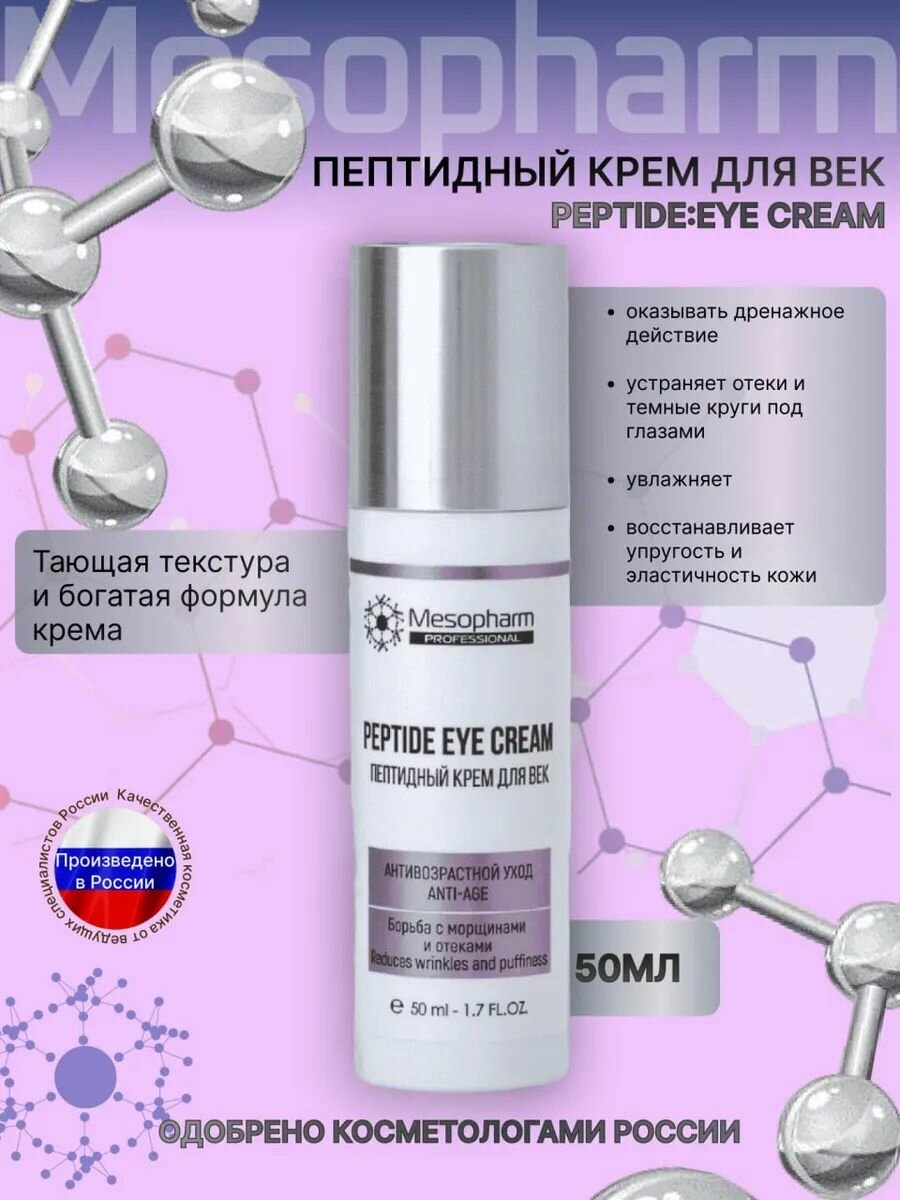 Пептидный крем для век PEPTIDE EYE CREAM 50 мл. от российского бренда Mesopharm (Мезофарм)