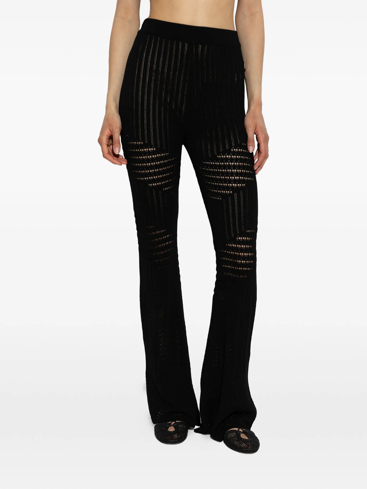 Брюки AKEP Open-knit flared trousers, размер 46, black/black — фото 1