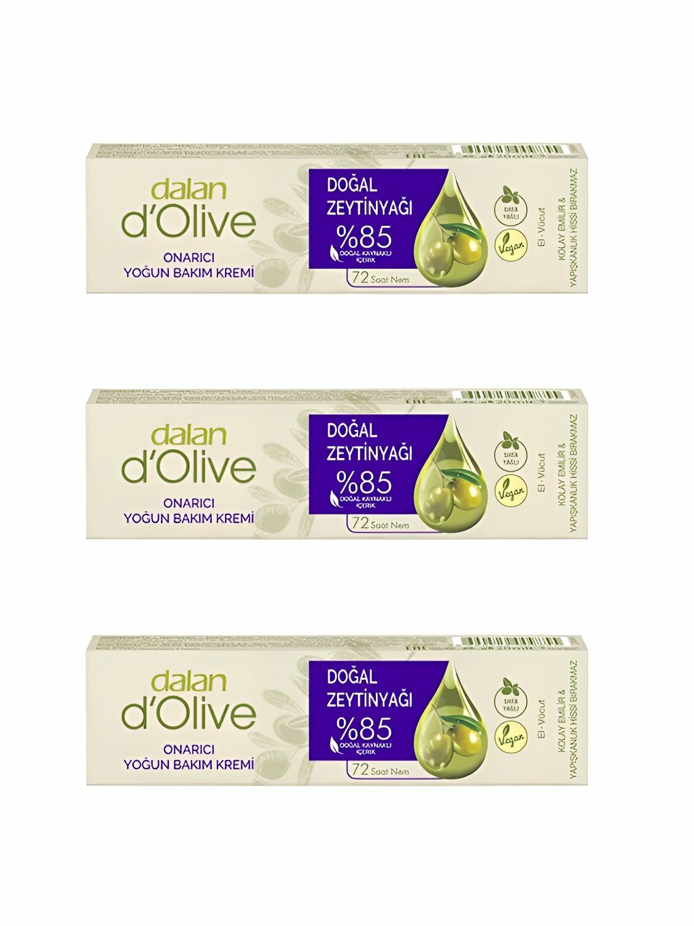Dalan d Olive Восстанавливающий Интенсивный Крем с Оливковым Маслом, 3 шт.