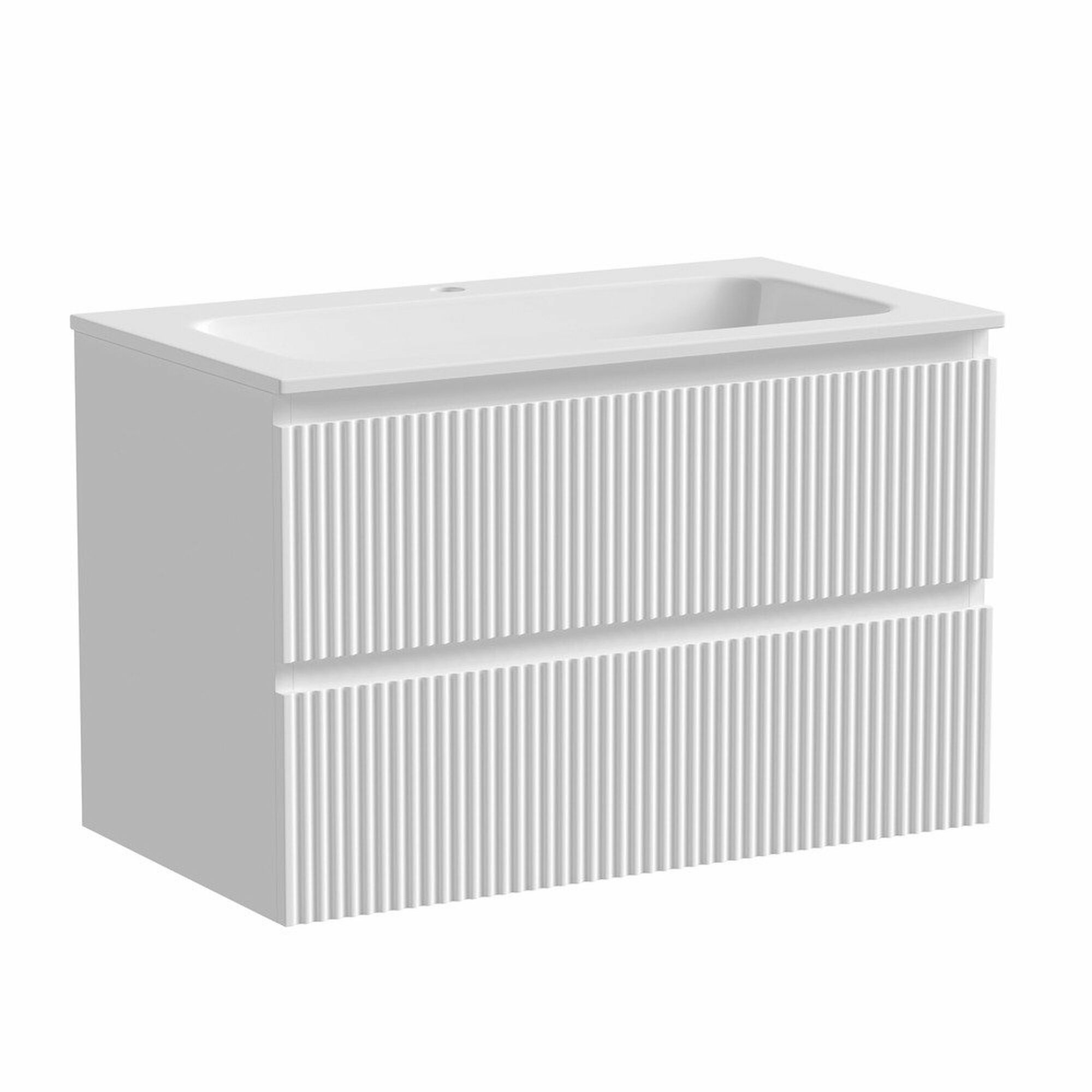 Тумба подвесная Sancos (Санкос) Snob R 790х445х500 мм, c двумя ящиками оснащенными доводчиками, Bianco, (без раковины) (SNR80W)