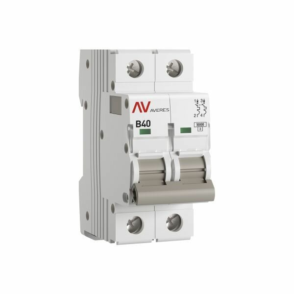 Выключатель автоматический модульный 2п B 40А 10кА AV-10 AVERES EKF mcb10-2-40B-av