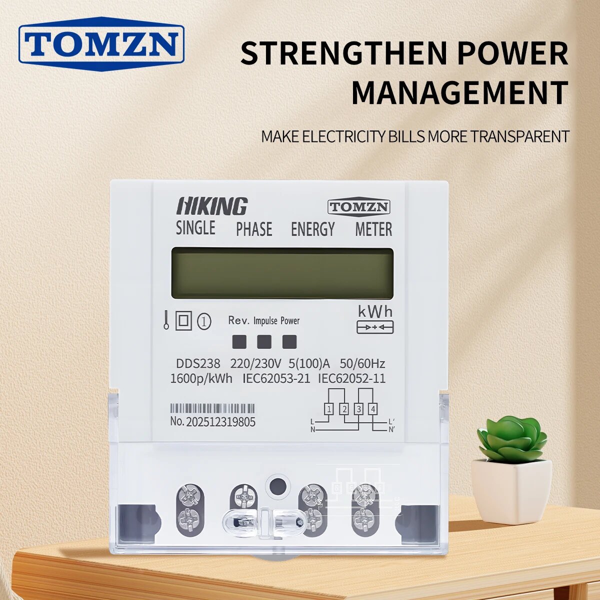 Однофазный счетчик электроэнергии TOMZN DDS238 BD