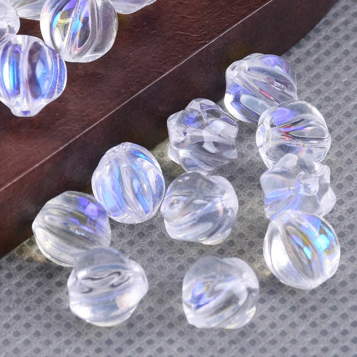 Бусины Orbelle из лампворк-стекла, круглые, формы тыквы, 8 мм, 10 мм 10mm(10pcs), Clear Aurora