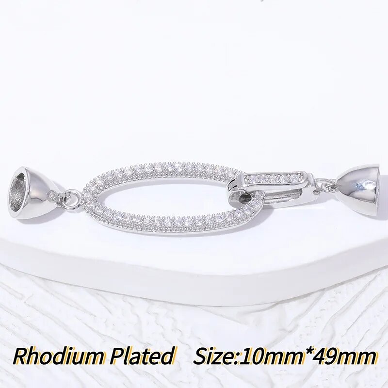 Застежки-карабины WEALOVEHEAL золотые с цирконами Серебряный, 2 Pieces, Rhodium Plated