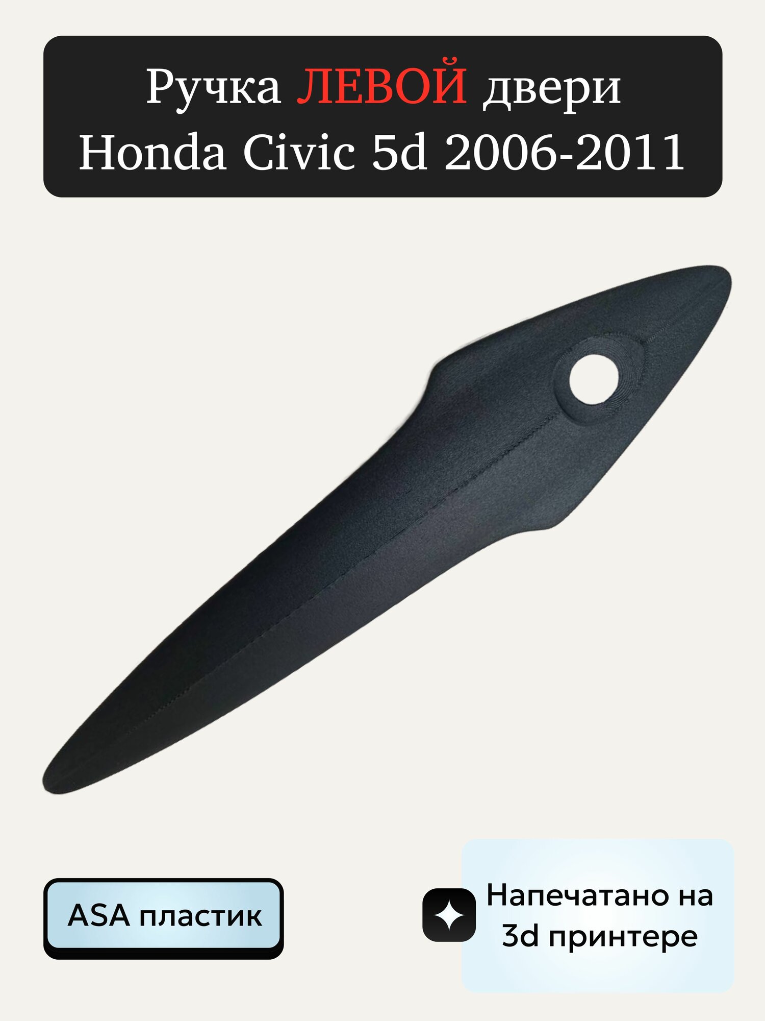Накладка ручки двери, для Honda Civic, 3D печать, карбон, черная
