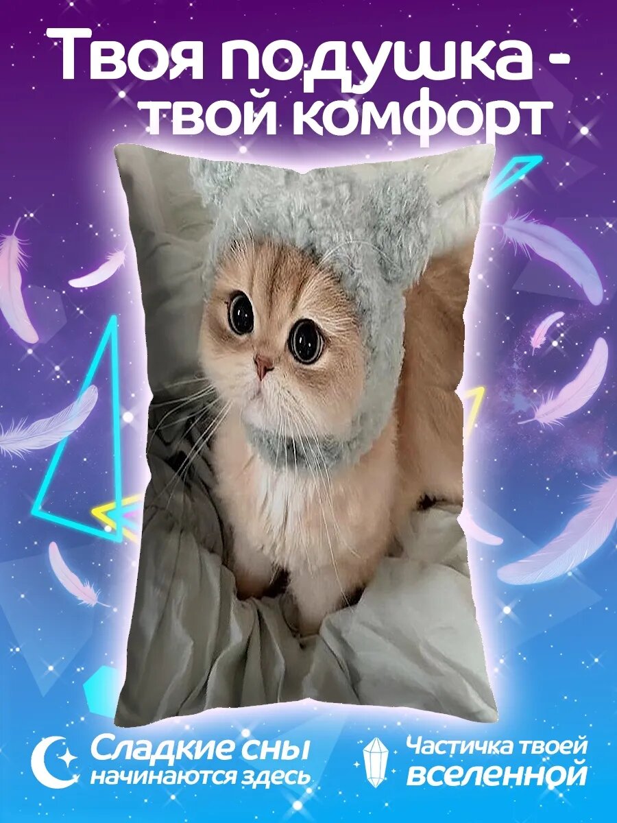 Подушка дакимакура Кот в шапке