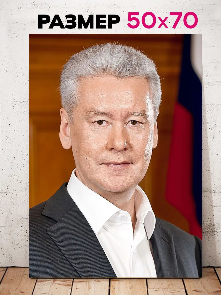 Картина на холсте для дома Сергей Собянин 50х70 см