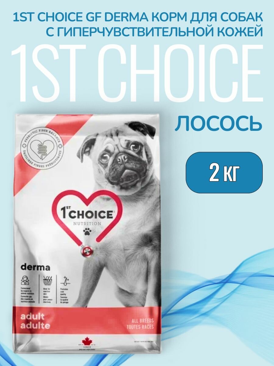 1st CHOICE GF DERMA корм для собак с гиперчувствительной кожей Лосось 2кг