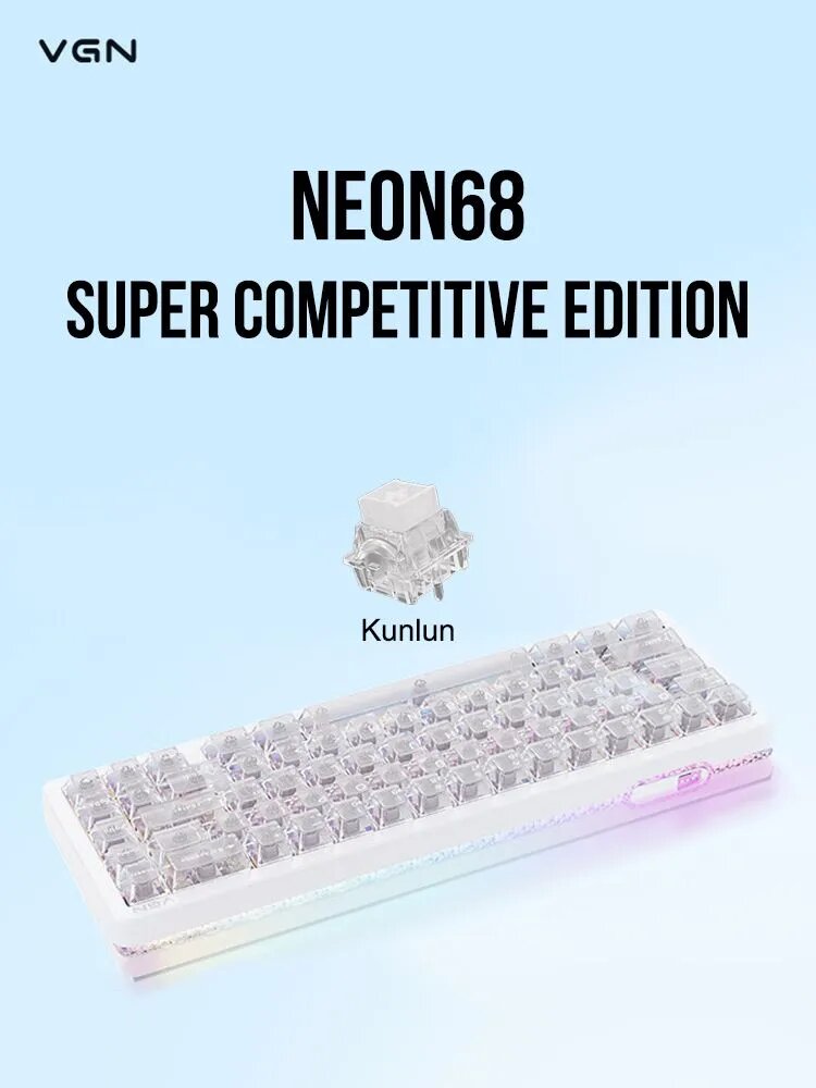 VGN Игровая клавиатура проводная Neon 68 Super Competitive Edition, Английская раскладка, серый металлик
