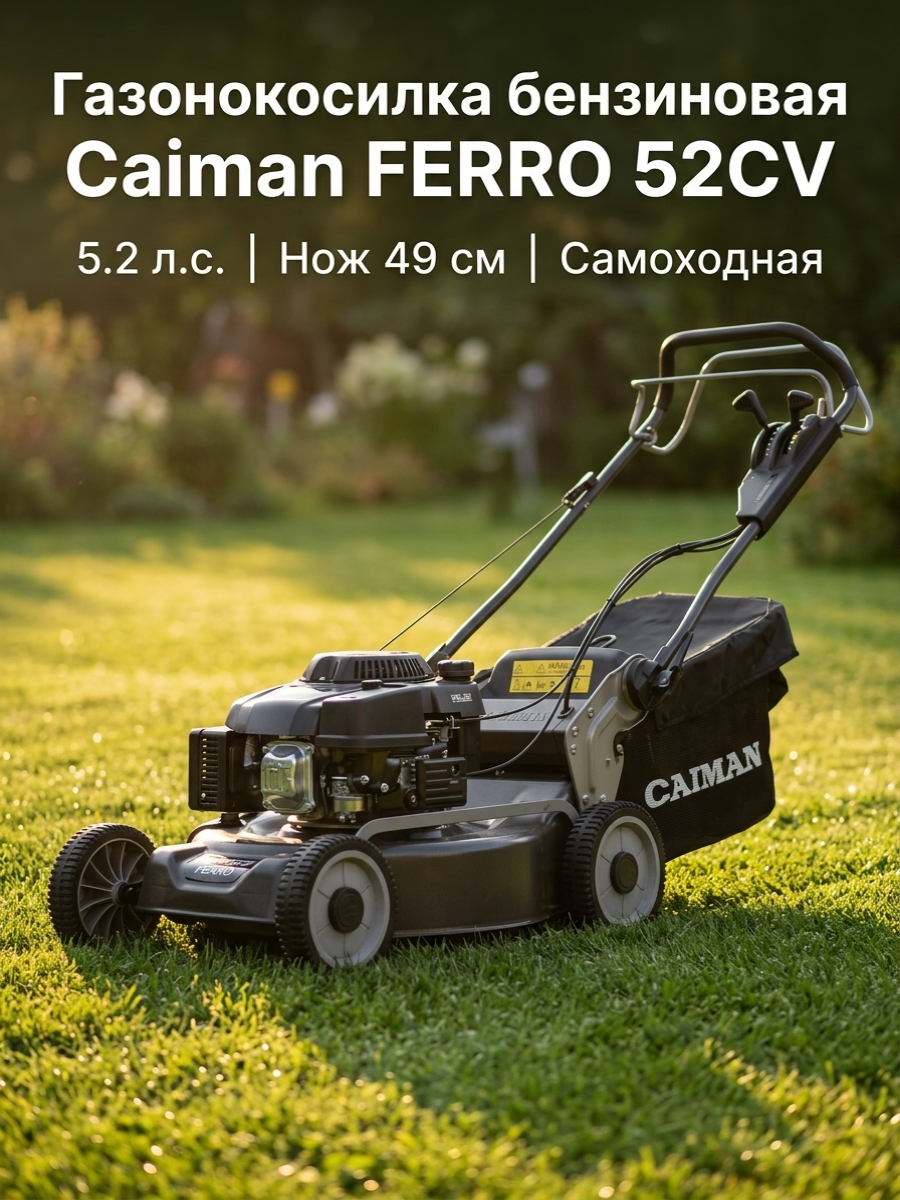 Газонокосилка бензиновая CAIMAN "Ferro", 52 CV, профессиональная, 4 в 1