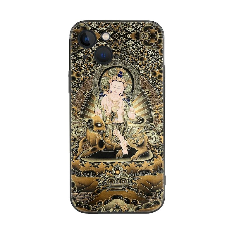 Чехол для iPhone 12 mini с рисунком Самантабхадры в черно-золотом стиле, черный мягкий чехол из ТПУ