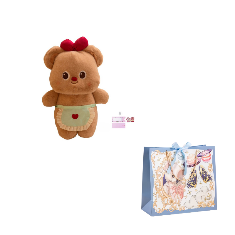 Плюшевая кукла унисекс AOLETU медвежонок, 23CM EU, Heart Bear+Puppy Pull-Out Greeting Card