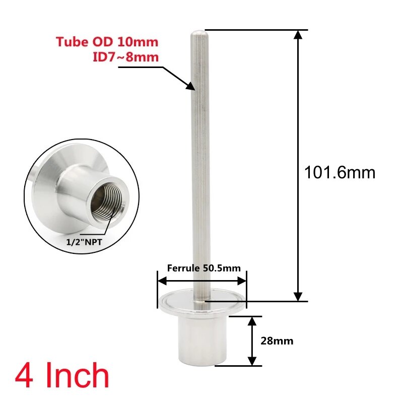Термодатчики из нержавеющей стали 304 1.5" Tri Clamp Length 4inch