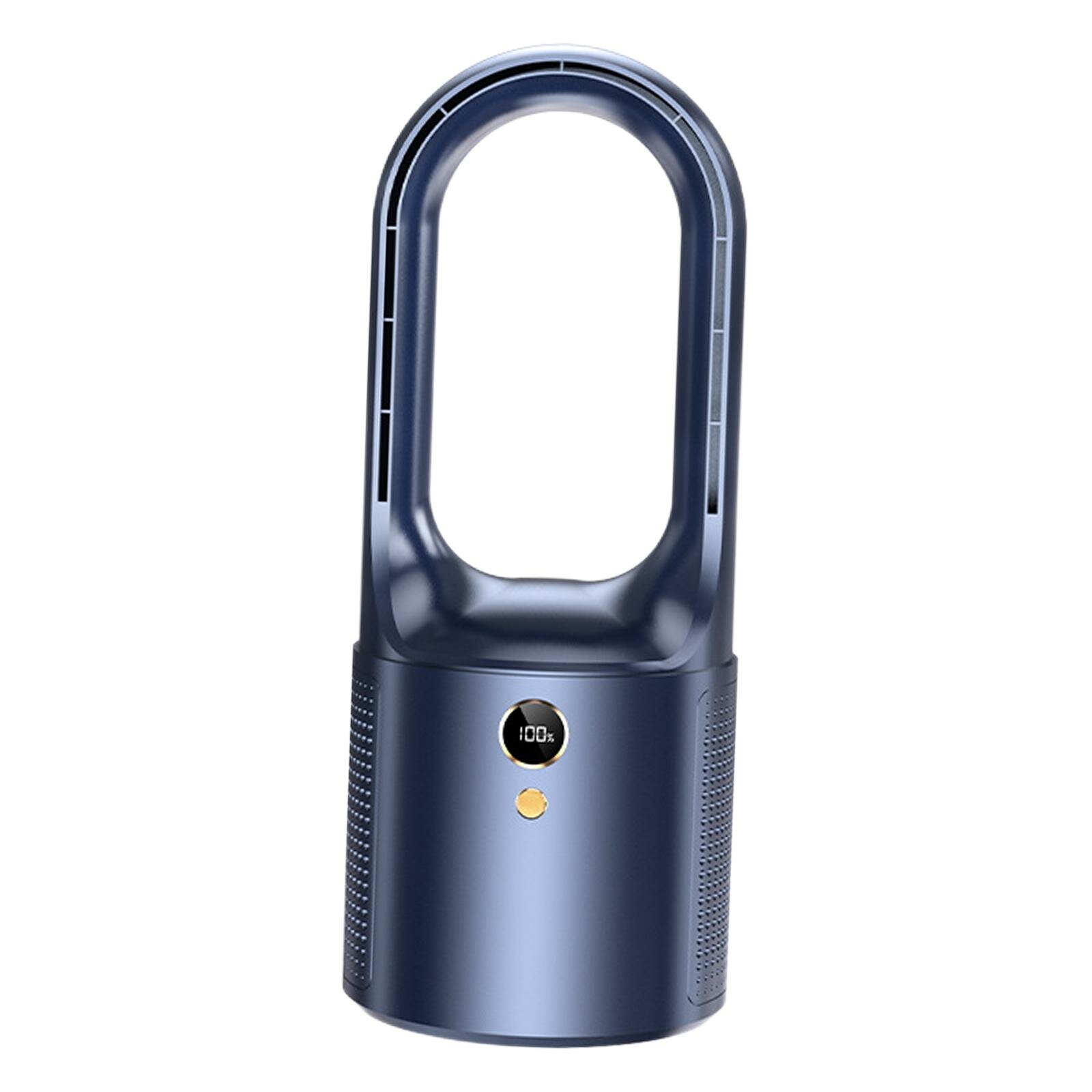 13-дюймовый безлопастной вентилятор, 6 скоростей, зарядка через USB, для офиса, дома, летнего использования, синий.