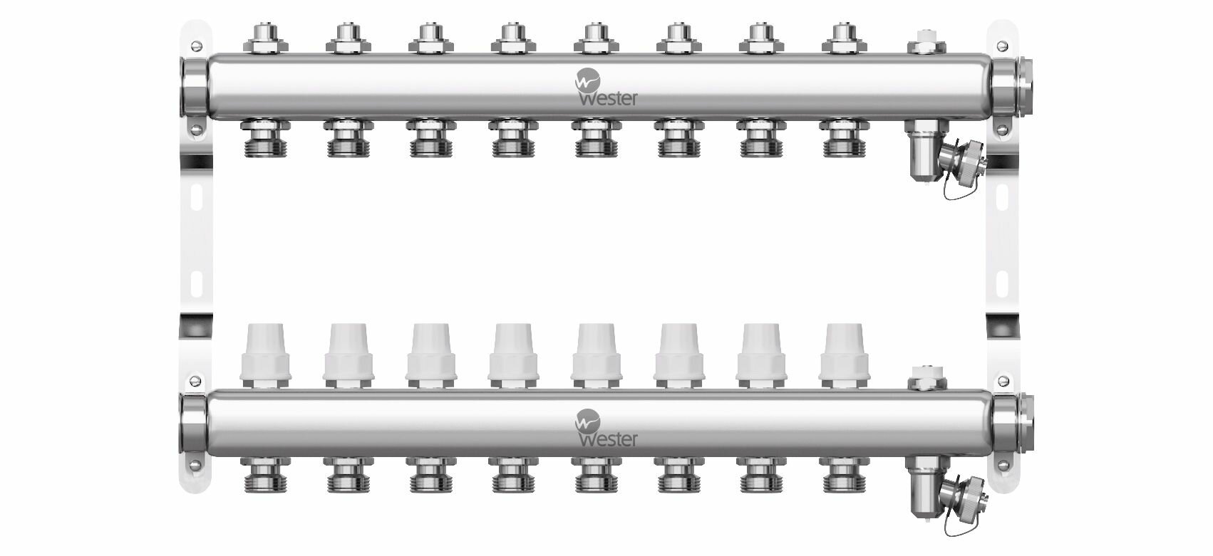 Коллектор 1" из нерж. стали на 8 выходов 3/4"ЕК без расходомеров, группа в сборе, Wester MUVS8134 0-32-1612