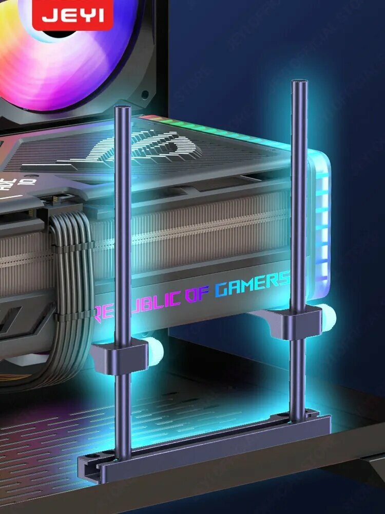 JEYI полностью алюминиевый регулируемый кронштейн для видеокарты, GPU Sag Bracket VGA Video Card Bracket for PC Gaming 40 Series GPUs