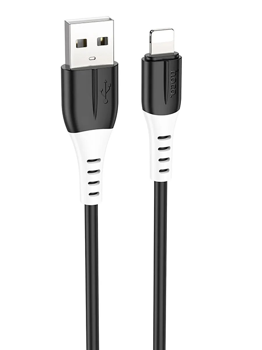 Кабель Hoco X82 USB to Lightning силиконовый, 2.4А, 1 метр, черный (для iPhone 14, 13, 12, 11 и ранее)