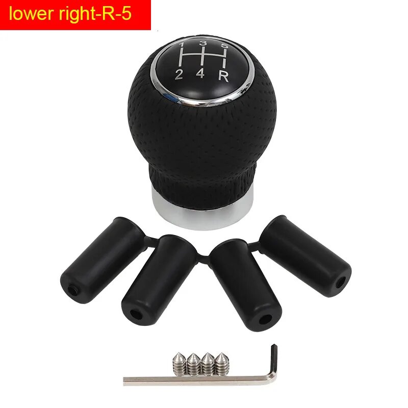 Универсальная черная ручка переключения передач из искусственной кожи, ручка lower right R-5speed