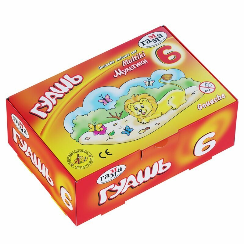 Гуашь Гамма Мультики 06 цветов, 20мл, картонная упаковка 221030/001396