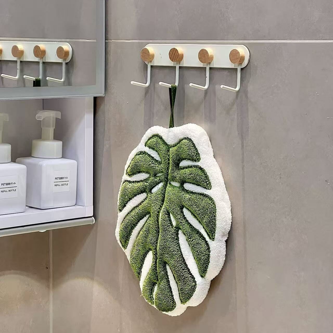 Полотенце для рук Turtle bamboo green, подвесное, из кораллового флиса, впитывающее полотенце для рук