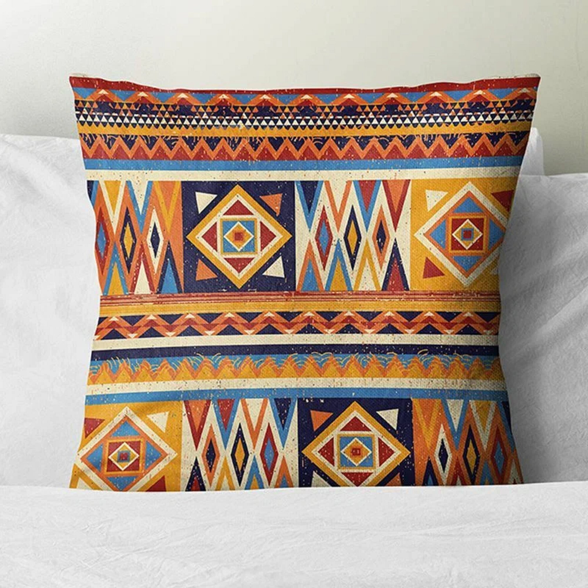 Подушка декоративная Африканские Узоры Ромбы, квадраты 40х40 велюр