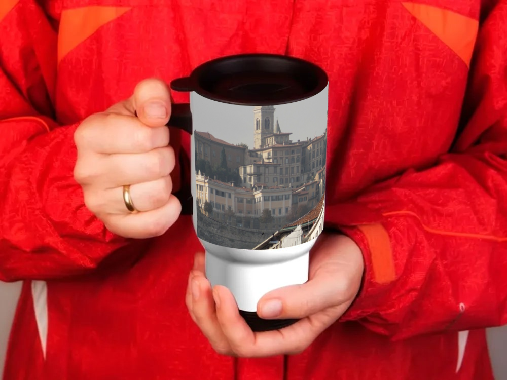 Тремокружка для авто с принтом "Бергамо, италия, город" 0.5 л.