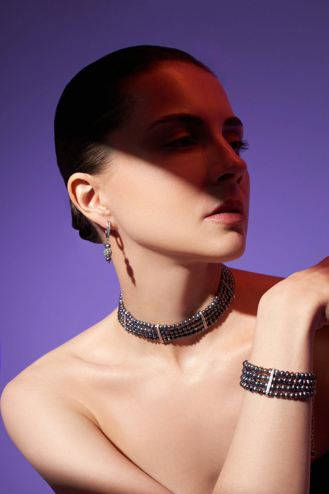 Браслет, жемчуг пресноводный культивированный, фианит