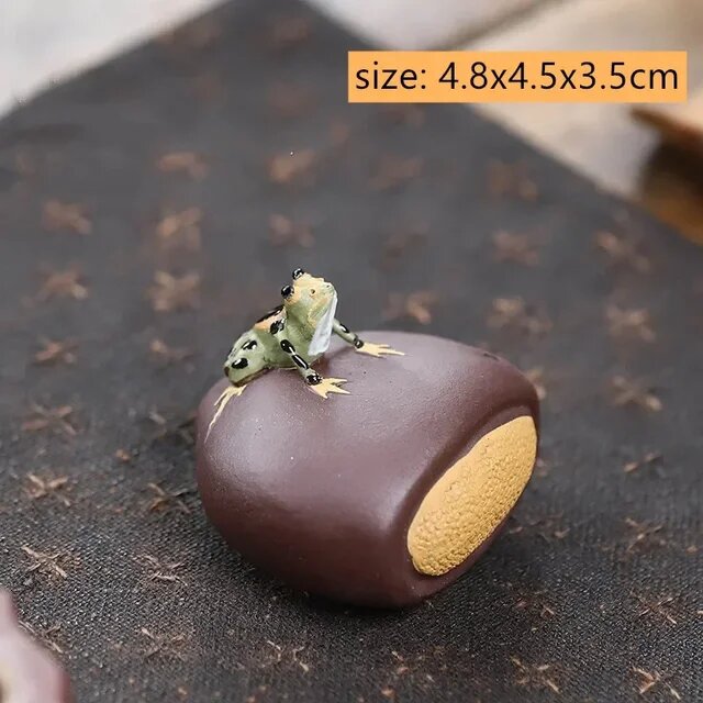Китайская фиолетовая глиняная фигурка чайного питомца, ручная работа, модель лотоса и арбуза, скульптура, украшения для чайного сервиза, декоративные элементы для чайного сервиза.