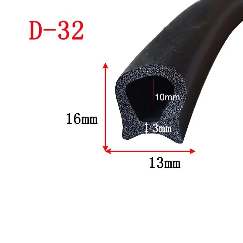 Самостоятельная уплотнительная лента D-образная черная 1/3/5 м D-32, 5 meter