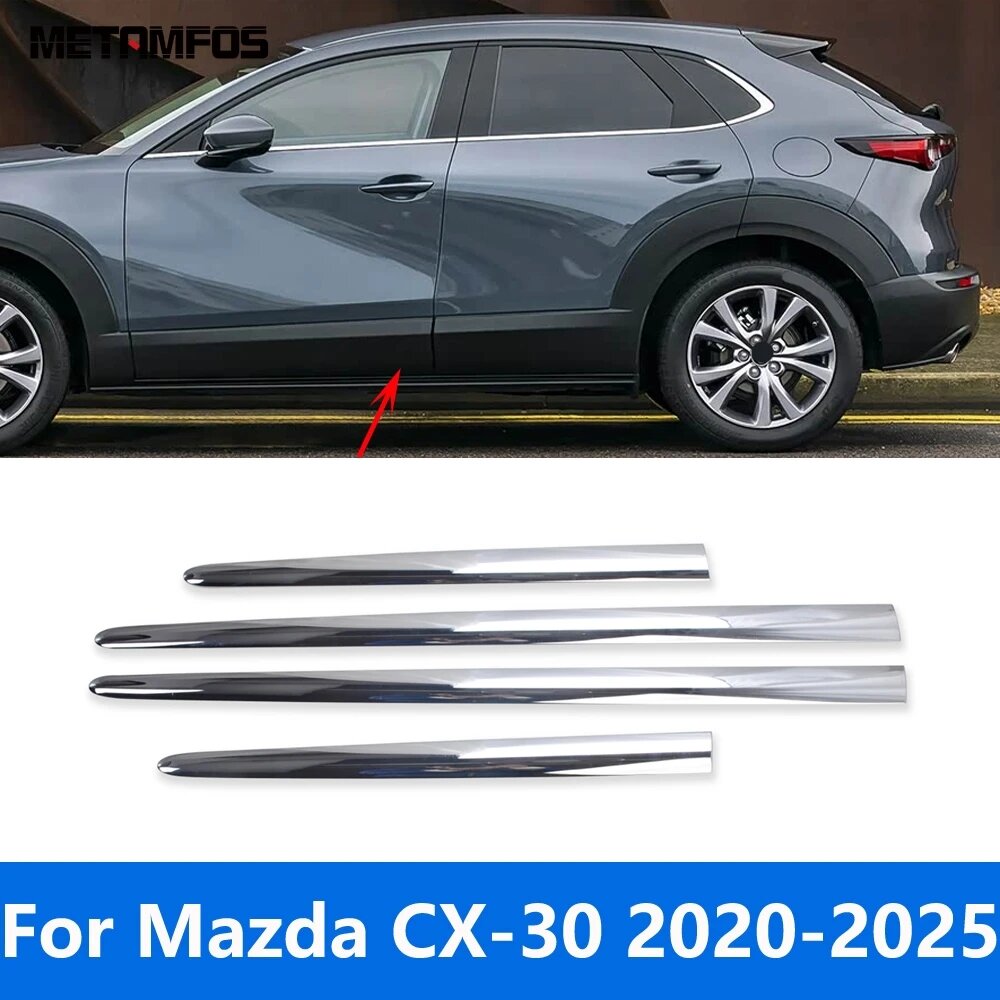 Аксессуары для Mazda CX-30 CX30 2020-2023 2024 2025 хромированная боковая полоса двери, молдинг, накладка на кузов, наклейка, Стайлинг автомобиля