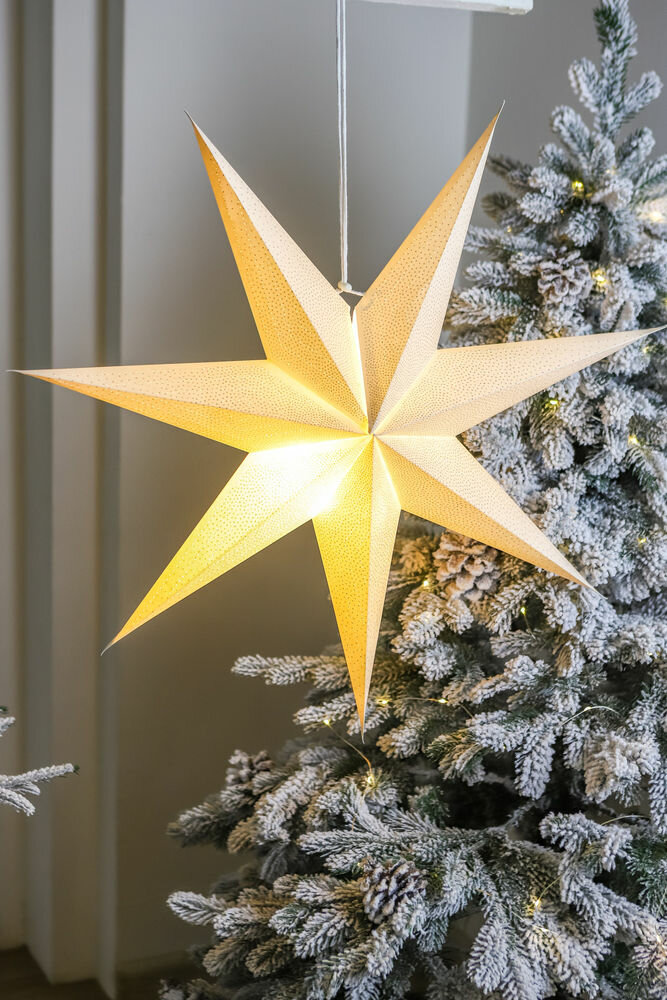 Подвесная звезда-плафон волшебная зима, 60 см, белый кабель, цоколь Е14, Kaemingk 484588