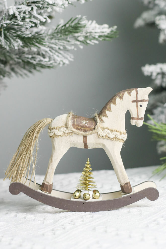 Декоративная фигура лошадка-качалка поли, дерево, бежевый, 15 см, Breitner XY2245-6
