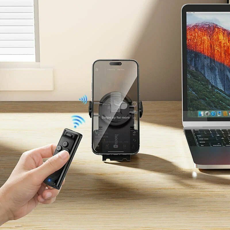 Рукоятка-штатив держатель для телефона 3в1 HOCO K33 с беспроводным многофункциональным пультом черный