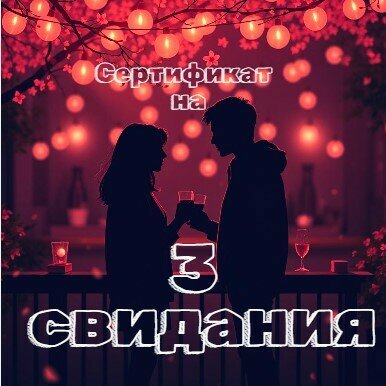 Сертификат на 3 романтических свидания, фотосессия без фотографа, тур по барам Москвы, билеты в кино, на двоих