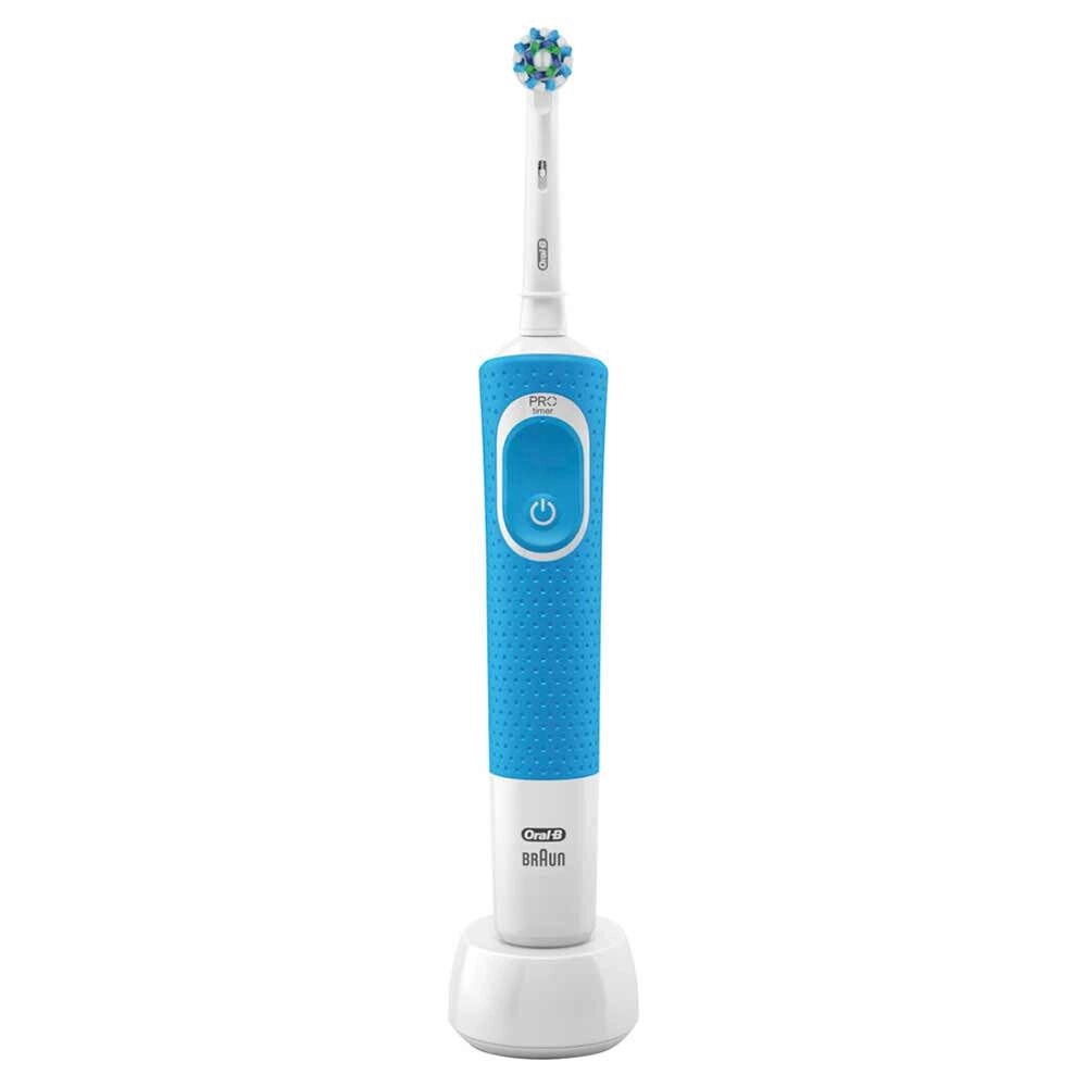Зубная щетка Oral-B Vitality CrossAction 7600, для взрослых, голубая, с таймером