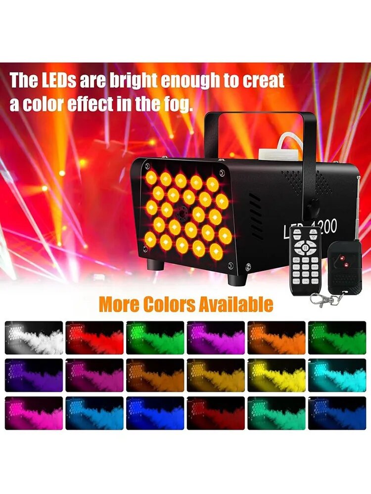 Дым Машина LED-1200 500W Сценический дым-машина с дистанционным управлением для вечеринок, мероприятий, Хэллоуина и Рождества — фото 1