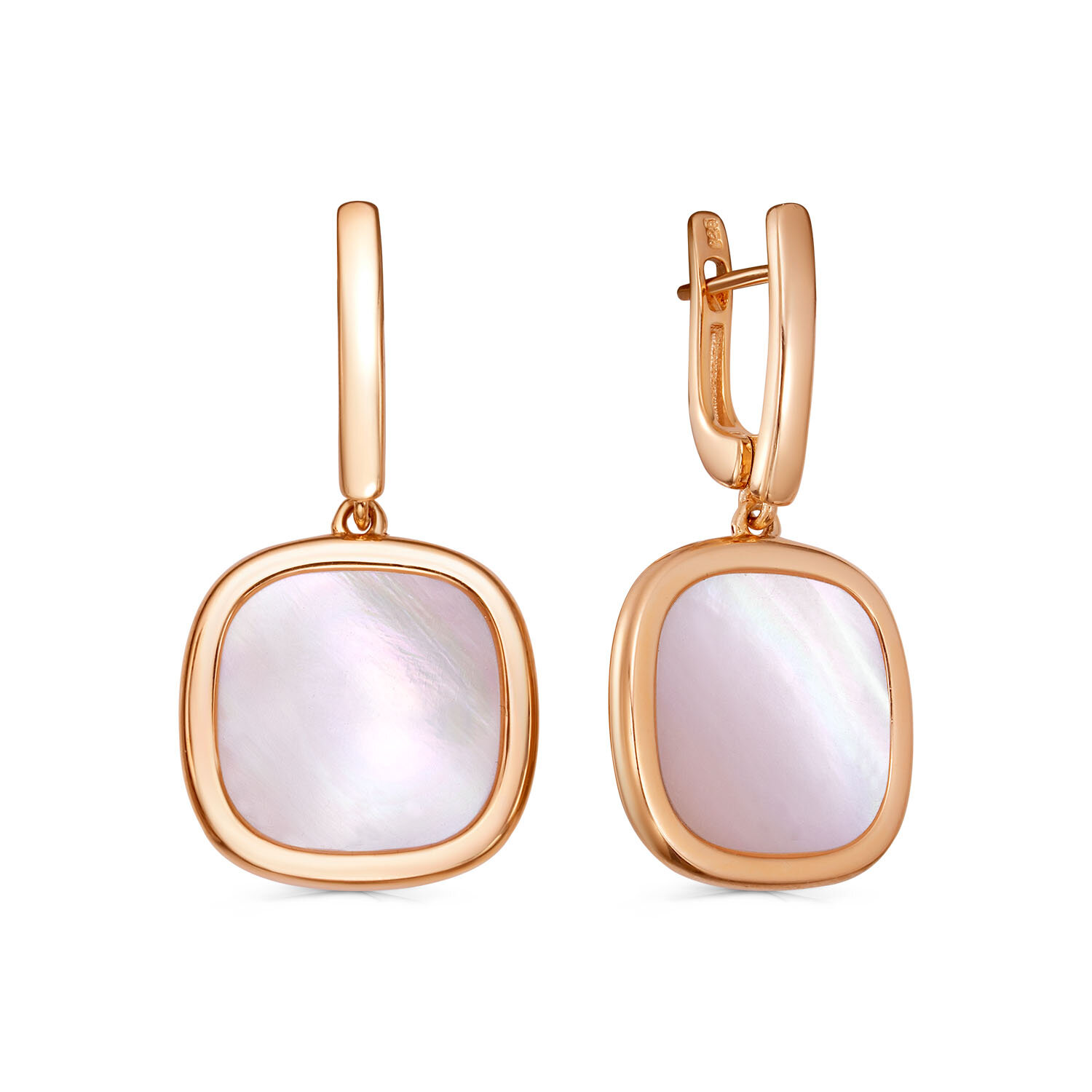 Серьги с подвесками, серебро, 925 проба, родирование, перламутр