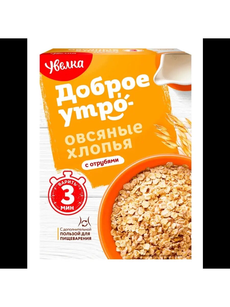 Хлопья Увелка Овсяные с пшеничными отрубями 400 г