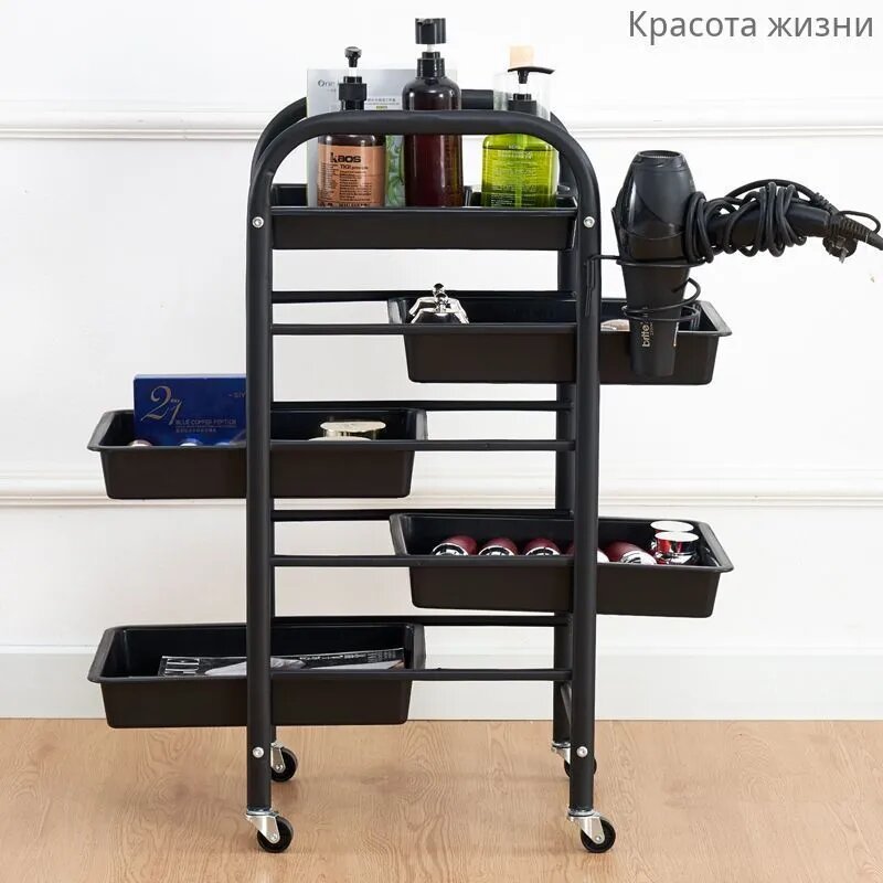 Прочная тележка для парикмахерской с выдвижными ящиками