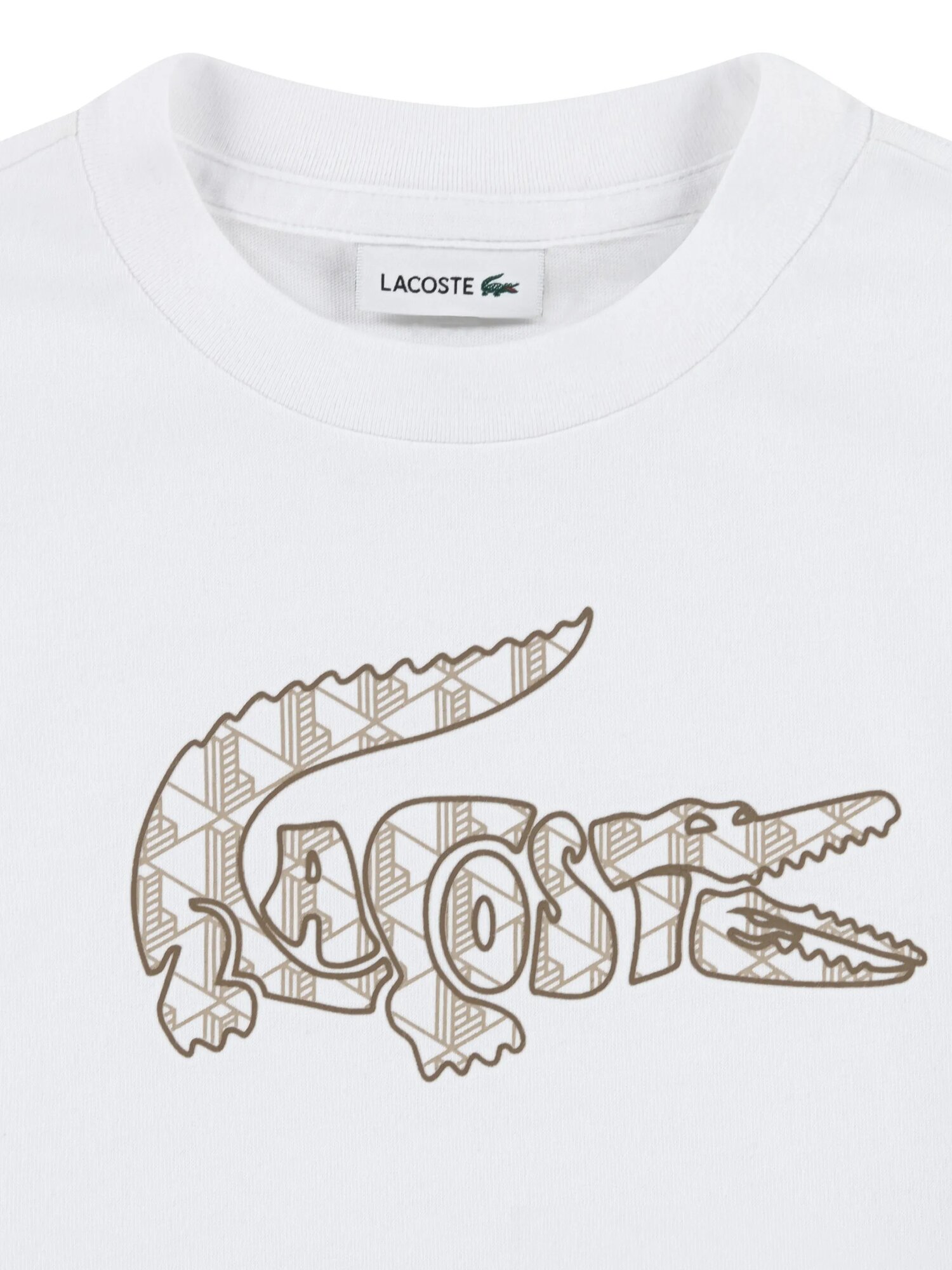 Футболка LACOSTE Logo T-shirt, размер 8 лет, бежевый/белый — фото 1