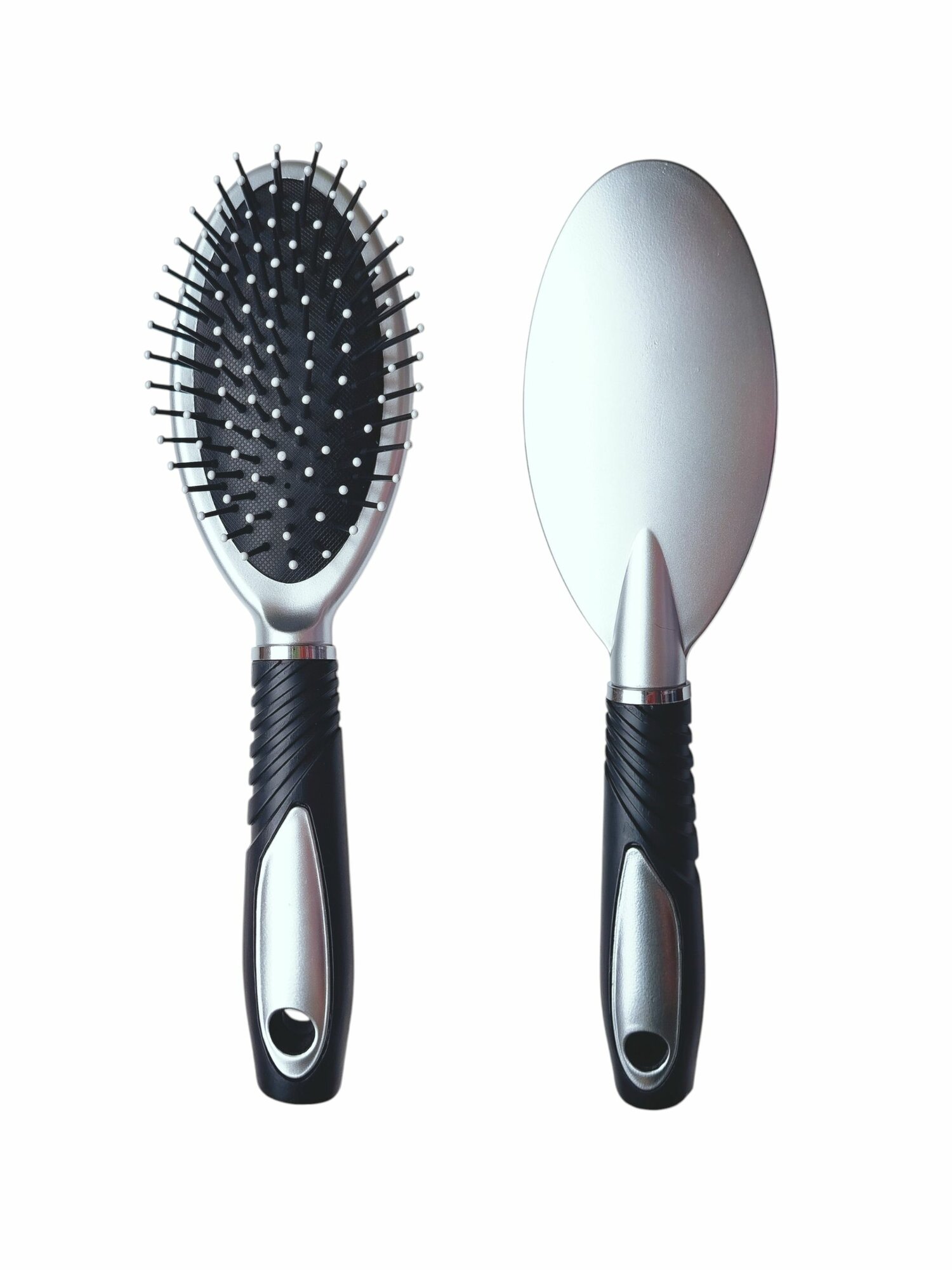 Массажная расческа, антистатическая, черно-серая, пластик, 23,8х6см