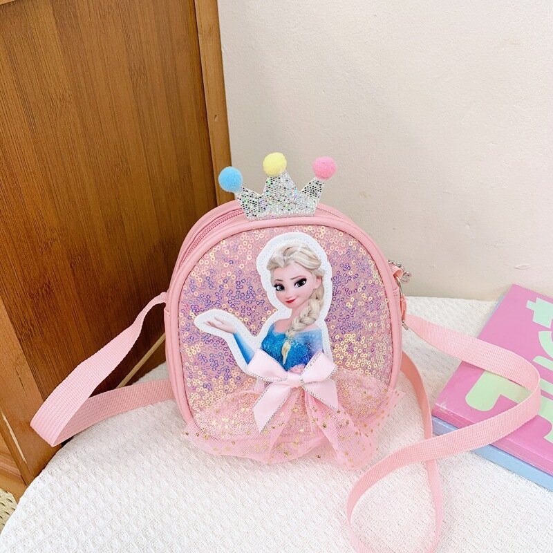 Детский рюкзак для детского сада, мини-сумка через плечо из искусственной кожи с пайетками в стиле принцессы, детская сумка-аксессуар, мультяшная сумочка оптом.