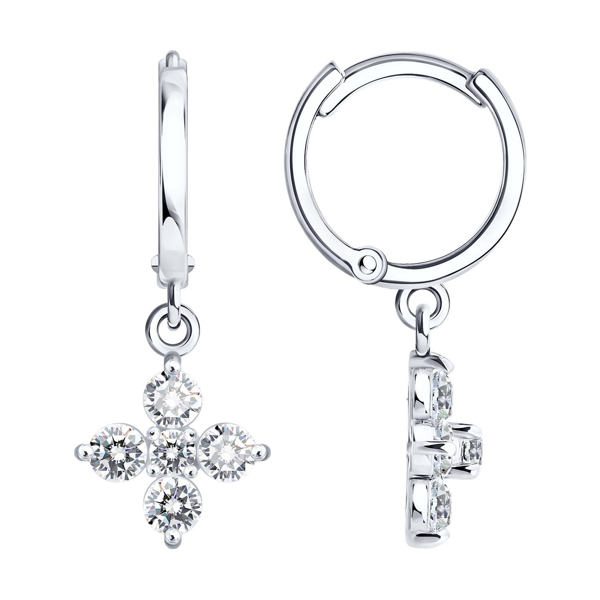 Серьги Diamant online, белое золото, 585 проба, фианит