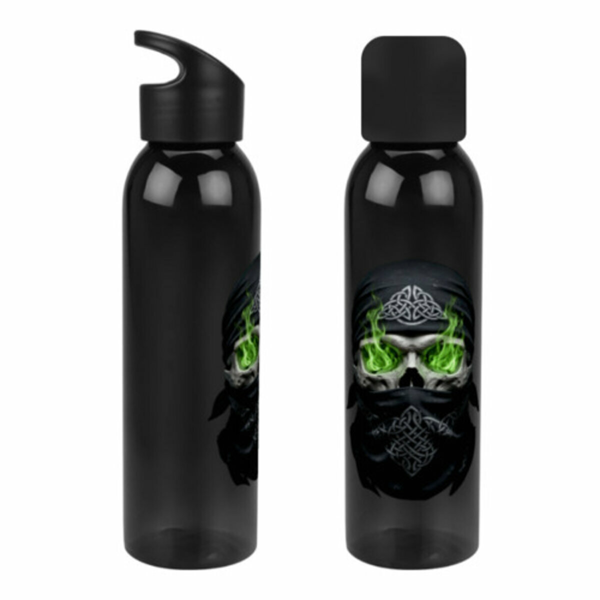 Бутылка для воды «Череп в бандане с горящими глазами» (черный)