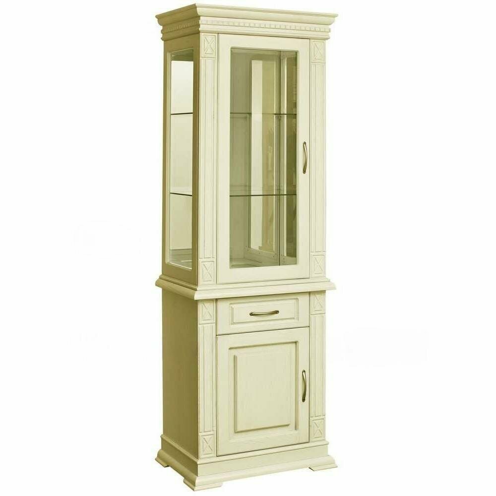 Шкаф-витрина , Верди Premium 027 слоновая кость (RAL 1013), 60*50*200