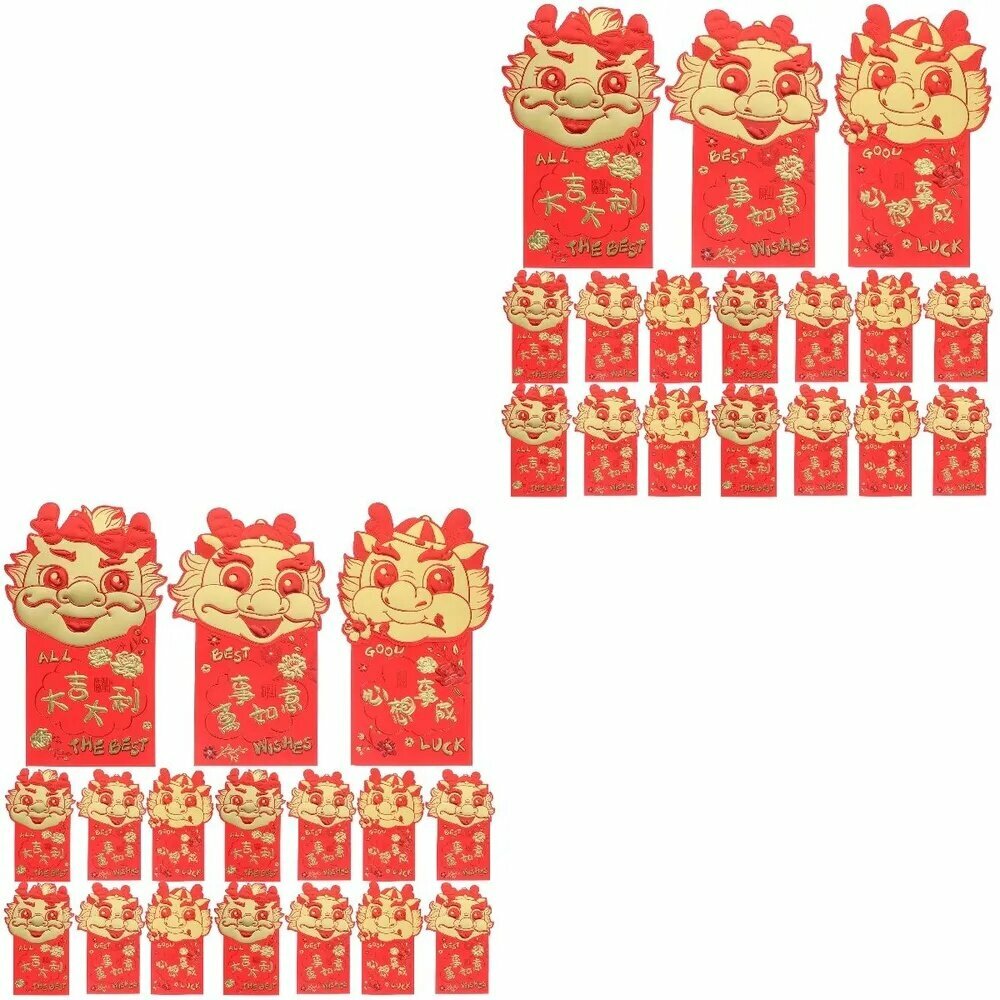 Бумажные конверты для денег с изображением дракона, 72 шт, разноцветные, для домашнего применения