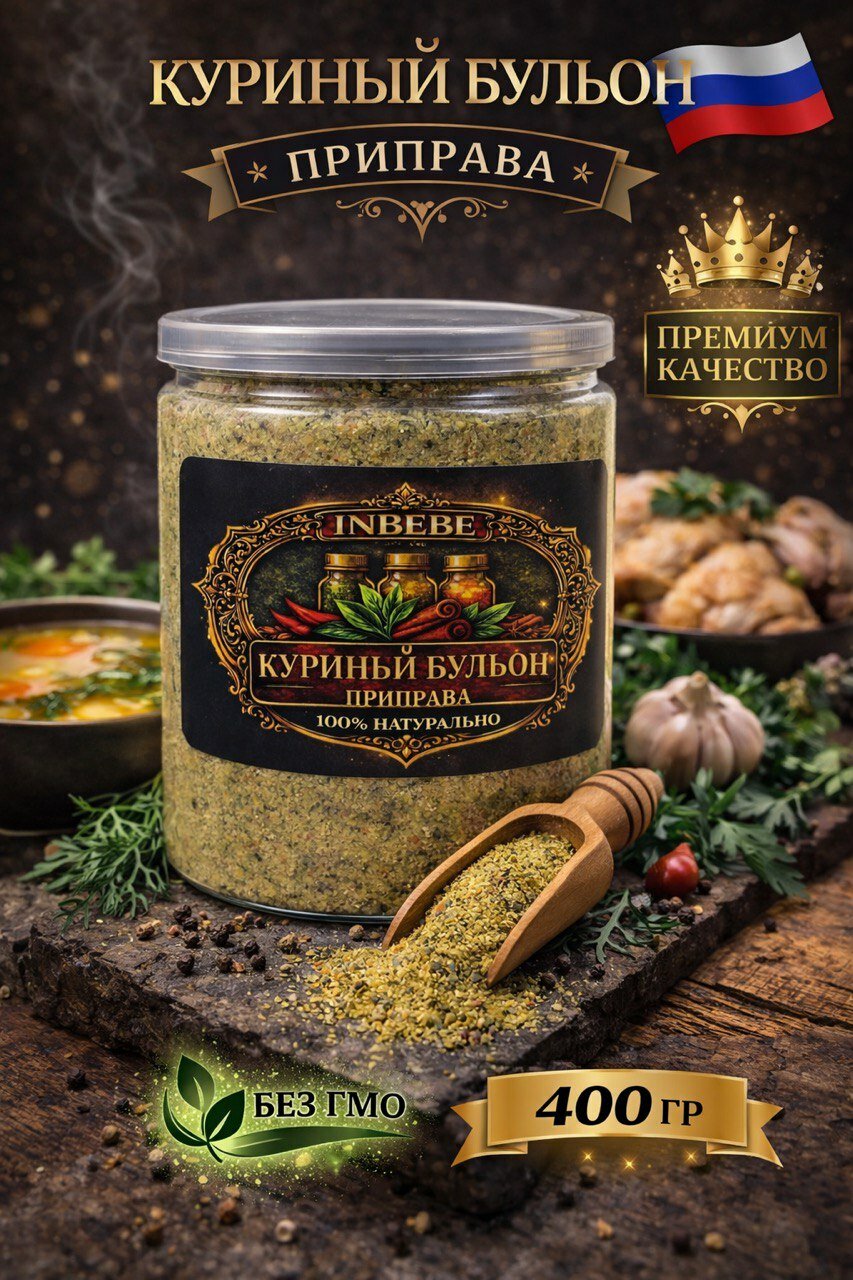 Куриный бульон INBEBE, натуральный, молотый, с овощами, 400 гр